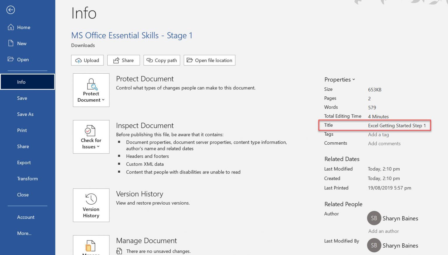 How to check and remove document properties in Word - Excel at Work