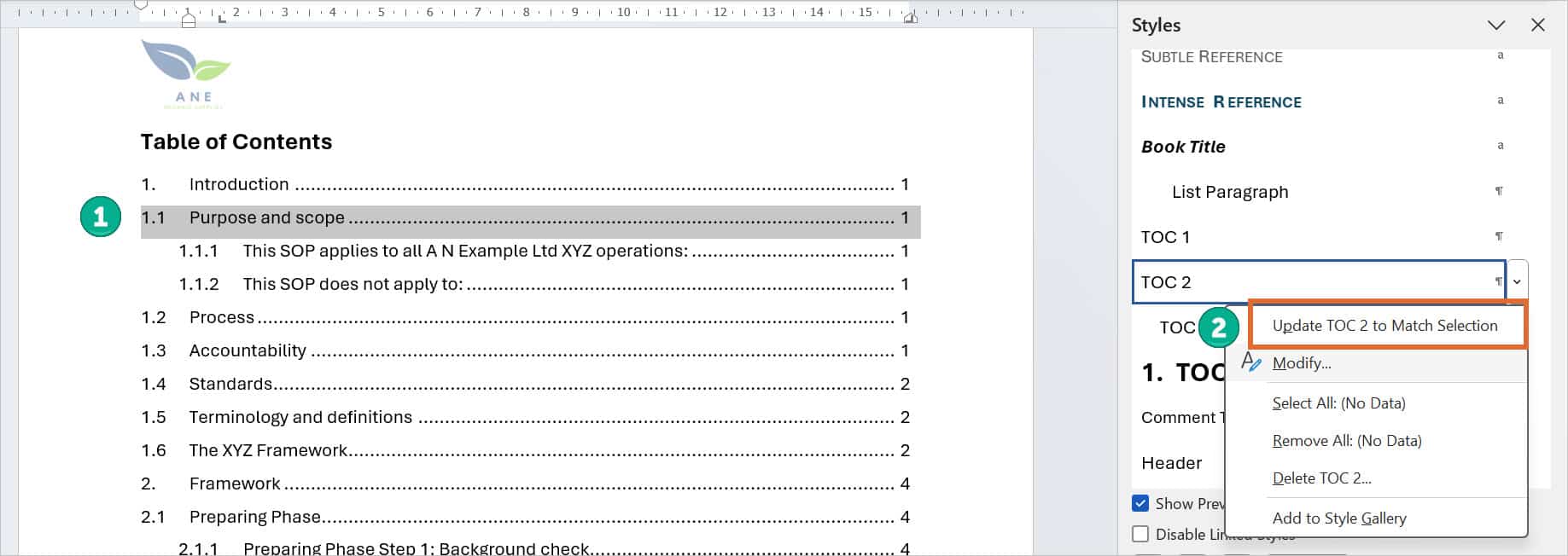 How To Insert And Format Table Of Contents In Microsoft Word - Excel at ...